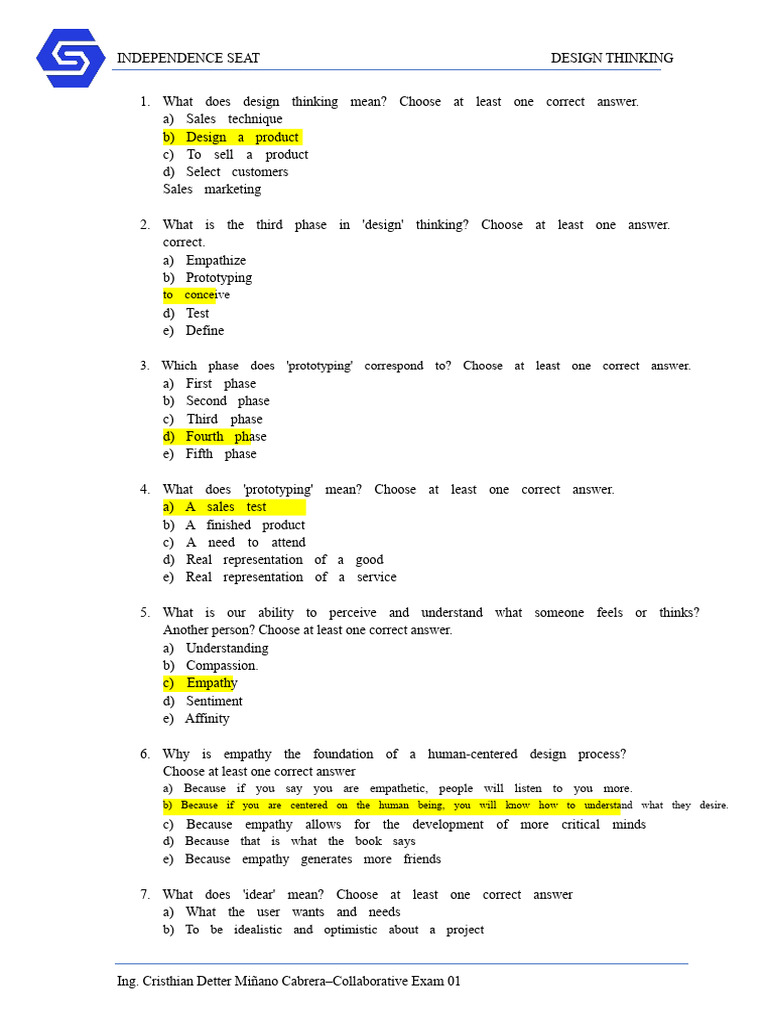Collaborative Test 01 | PDF | Empathy | Design Thinking