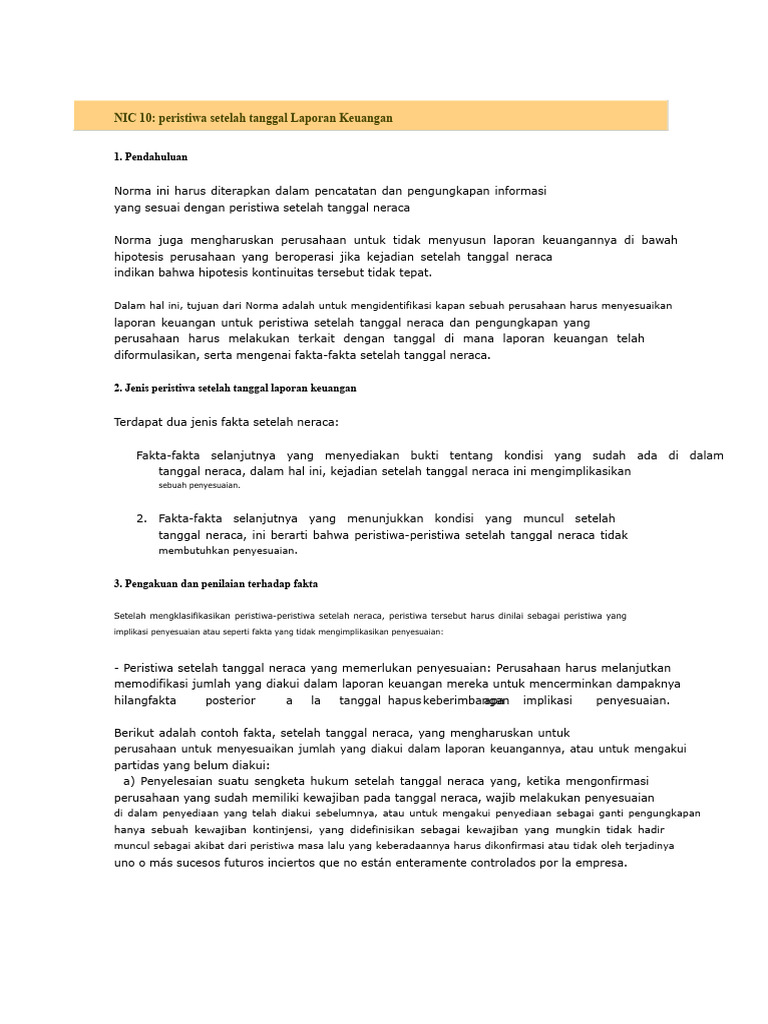 Peristiwa Setelah Tanggal Laporan Keuangan | PDF