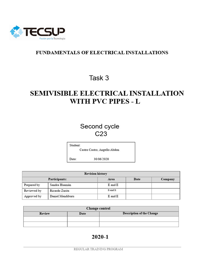Task 3 - Semivisible Electrical Installation With PVC Pipes | PDF ...