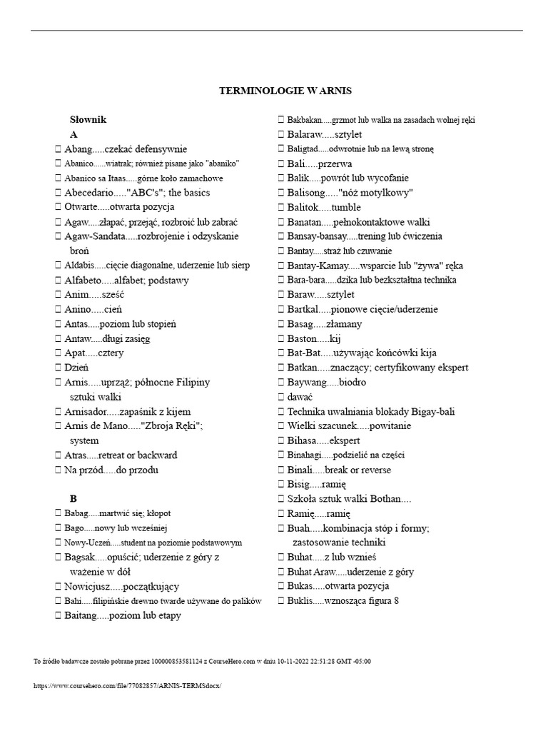 Arnis Terms | PDF