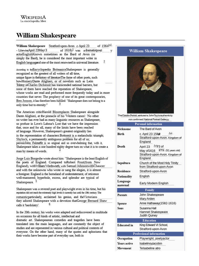 William Shakespeare: The Bard of Avon | PDF | William Shakespeare ...