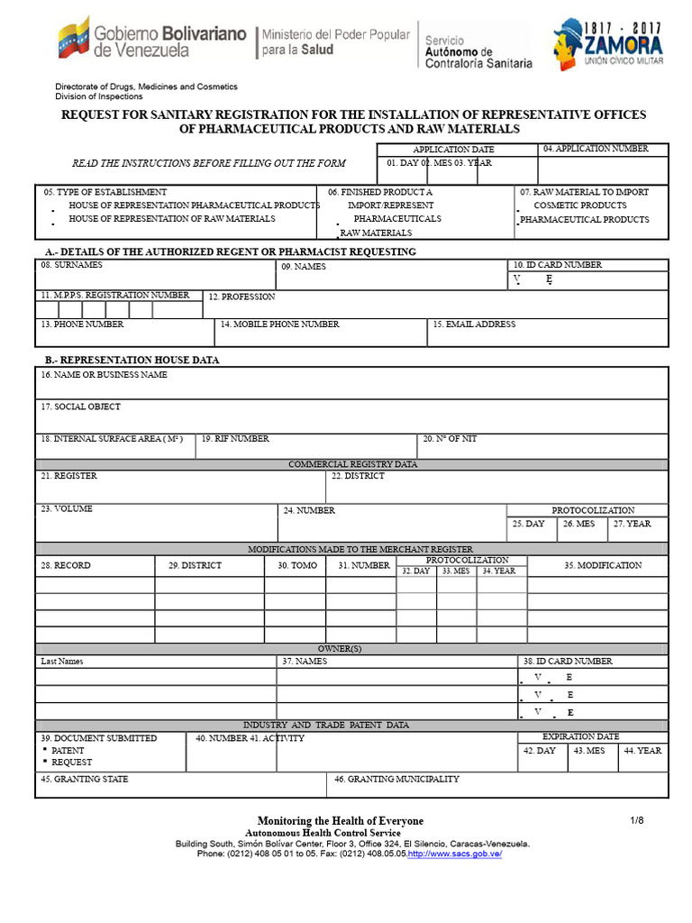 Sanitary Registration Request for Pharma Offices | PDF | Identity ...