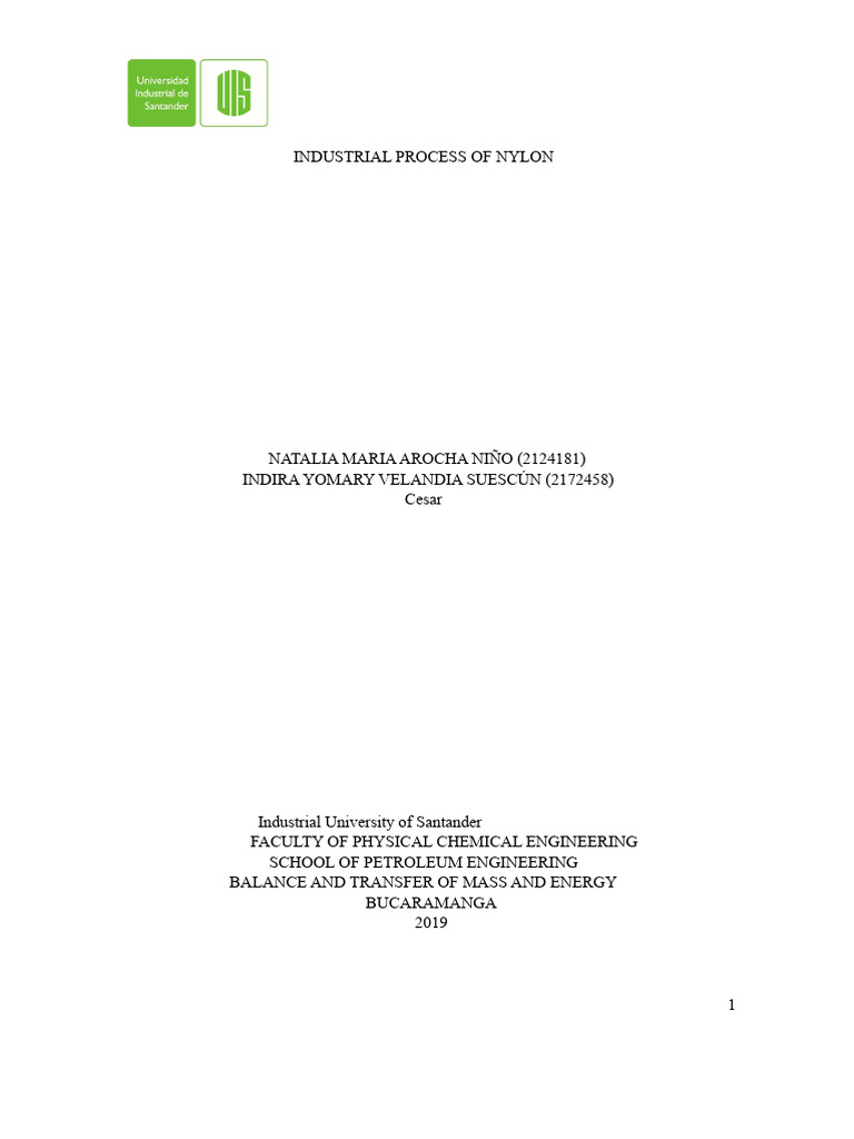 Industrial Nylon Production Process | PDF | Nylon | Polymers