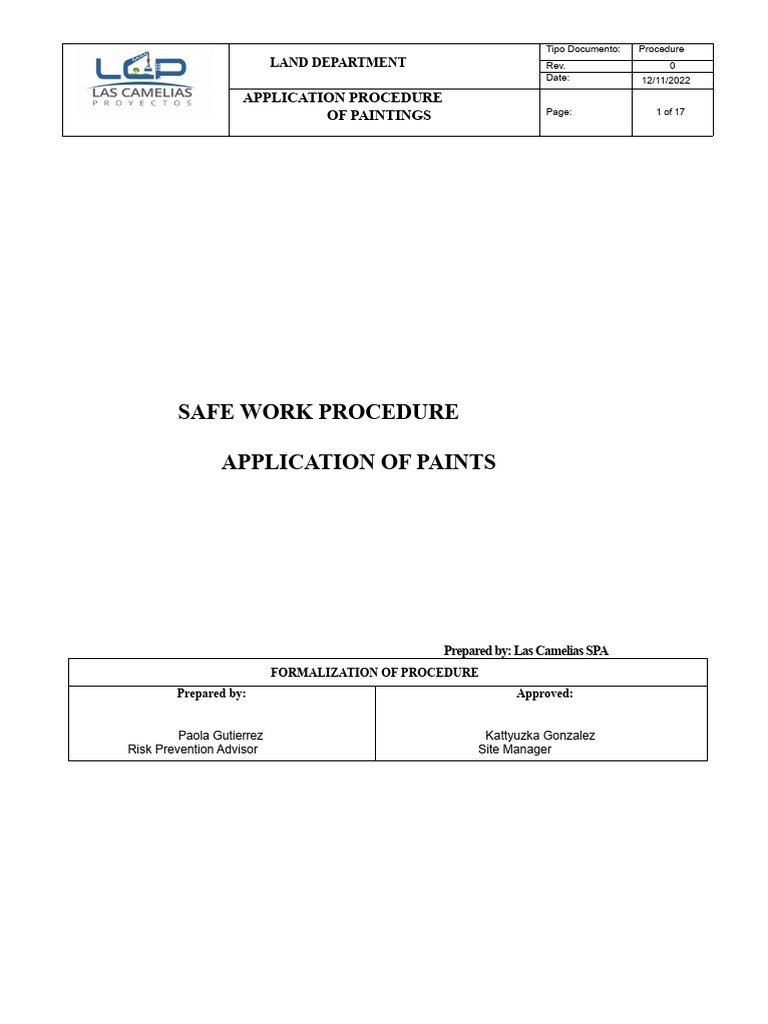 Safe work procedure (Painting) | PDF | Personal Protective Equipment ...