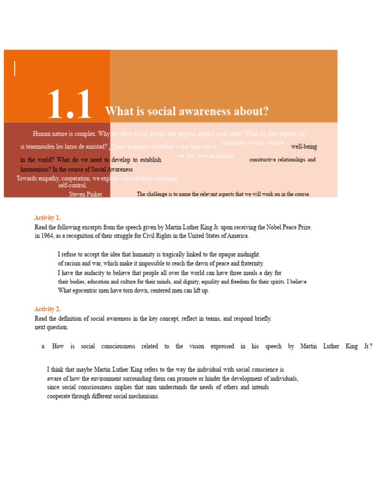 1.1_E_What_is_social_consciousness_about....... | PDF | Empathy | Peace
