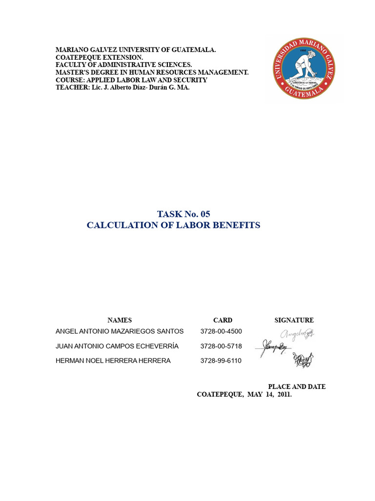 Labor Benefits Calculation in Guatemala | PDF | Employment | Salary