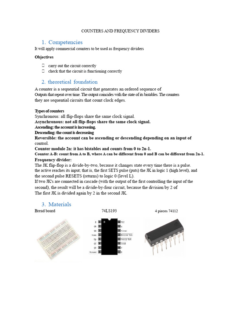Counters and Frequency Dividers | PDF | Computer Engineering | Electrical Circuits