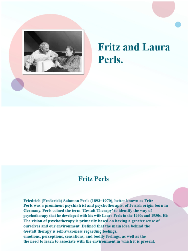 Fritz and Laura Perls | PDF | Gestalt Therapy | Psychotherapy
