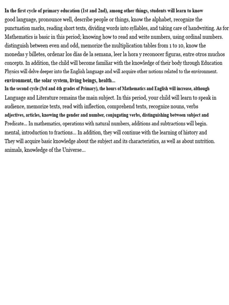 First Grade Curriculum | PDF