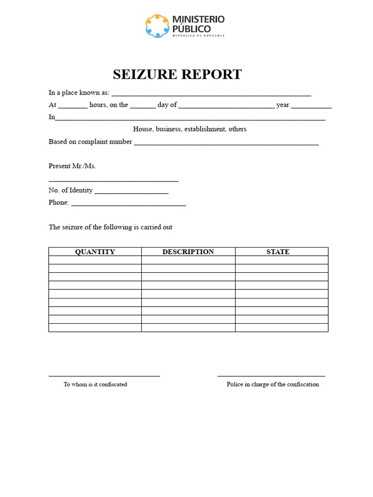 Seizure Report Template | PDF