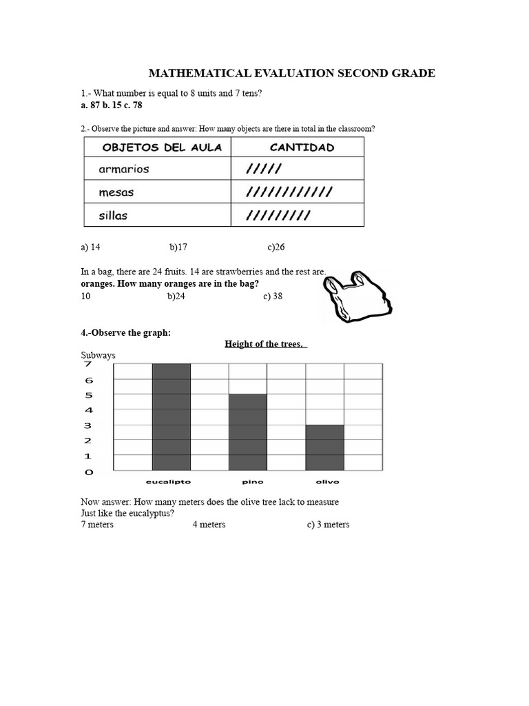 MATHEMATICAL EVALUATION SECOND GRADE Math-Process | PDF