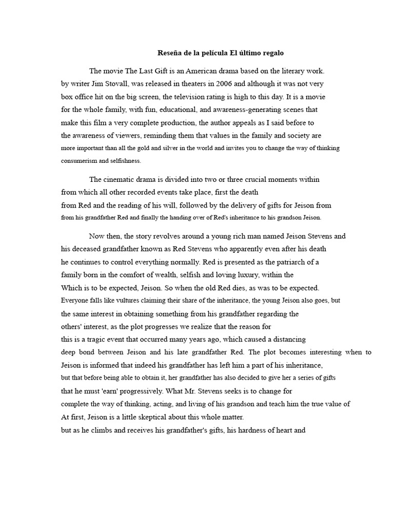 Review of The Movie The Ultimate Gift | PDF