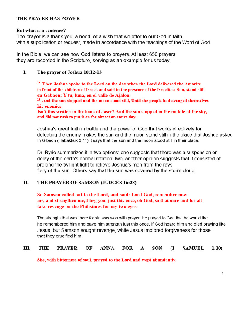 The Power of Prayer in the Bible | PDF | Jonah | Joshua