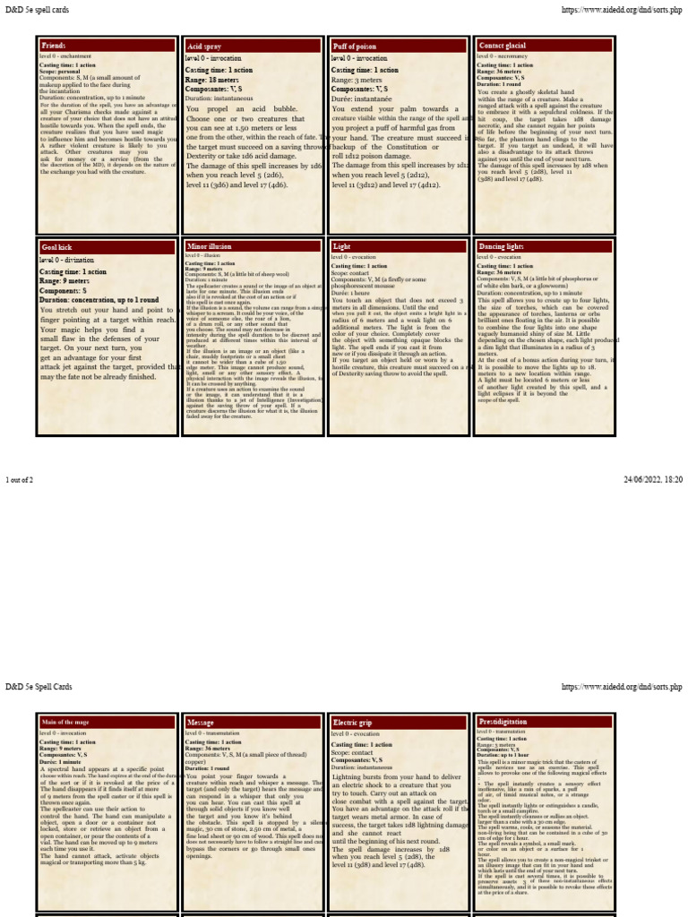 D&D 5e Spell Cards Overview | PDF