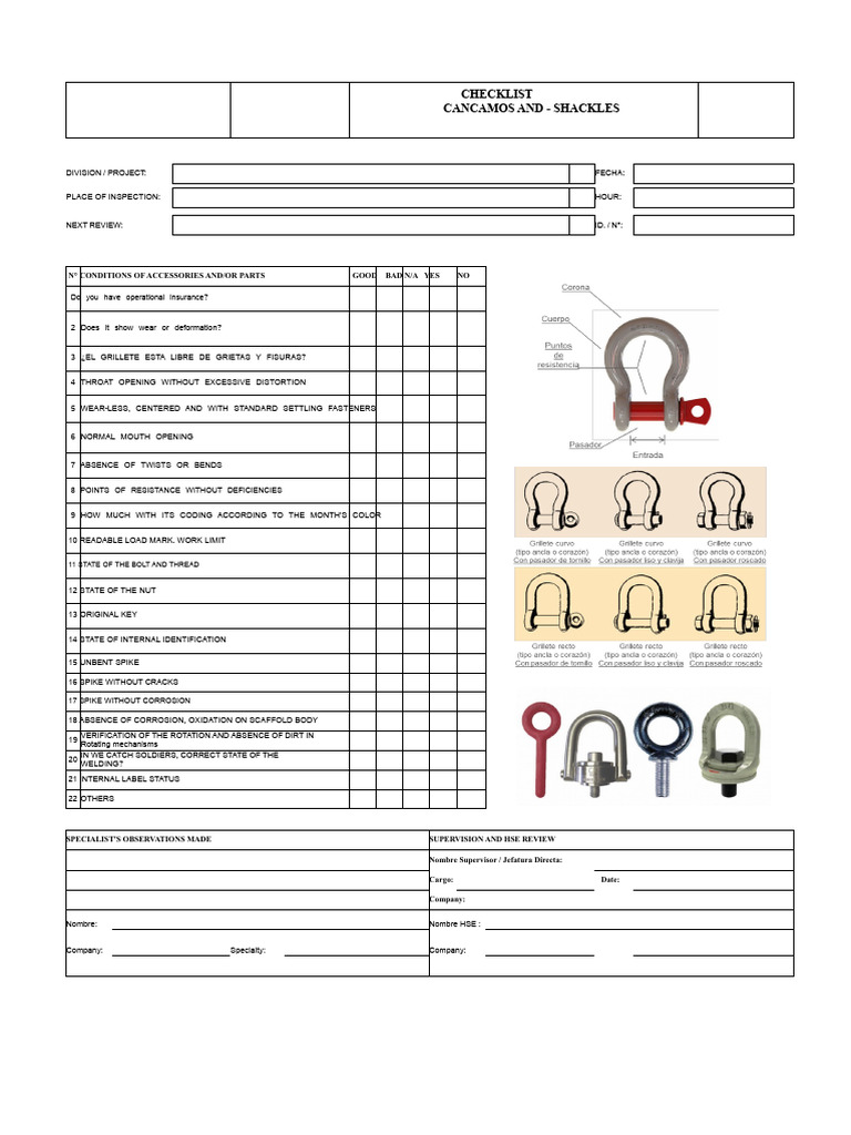 Check List Shackles and Handcuffs | PDF