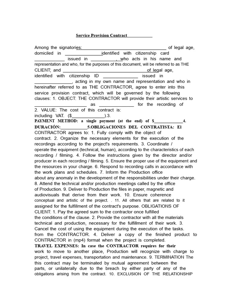 Talent Contract Template | PDF | Private Law | Business Law