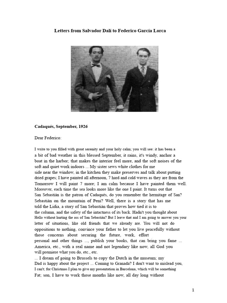 Letters Lorca and Dali | PDF | Federico García Lorca | Salvador Dalí