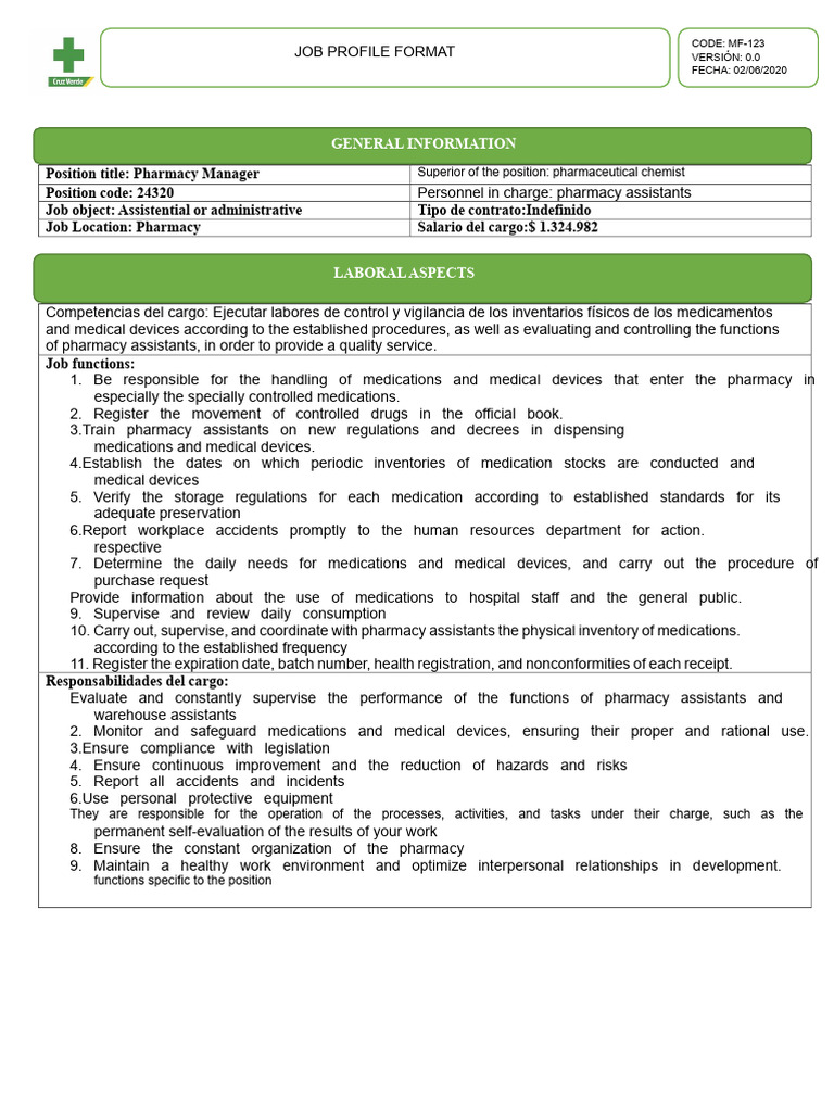Job Profile Work | PDF | Pharmacy | Personal Protective Equipment