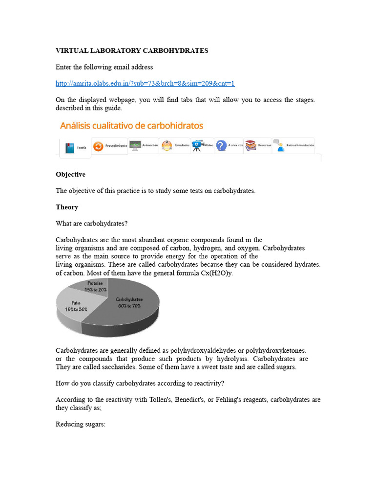 Carbohydrate Testing in Virtual Lab | PDF | Carbohydrates | Chemical ...