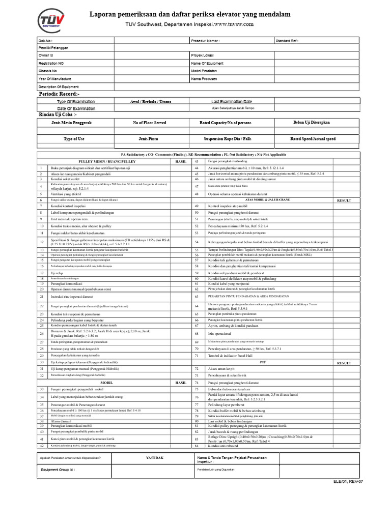 DAFTAR PERIKSA LIFT | PDF