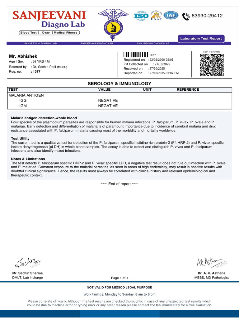 840441676 Malaria Antigen Report Format | PDF | Malaria | Plasmodium Falciparum