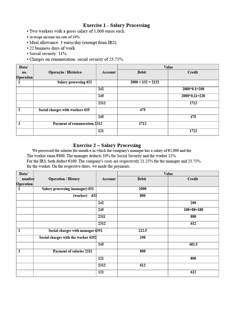 Salary Processing - Solved Exercises | PDF | Salary | Social Security ...