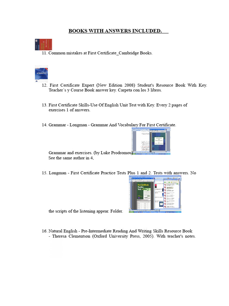 First Certificate Exam Books with Answers | PDF
