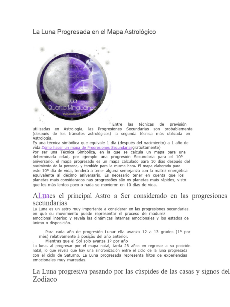 Luna Progresada en Astrología: Guía Completa | PDF | Luna | Astrología