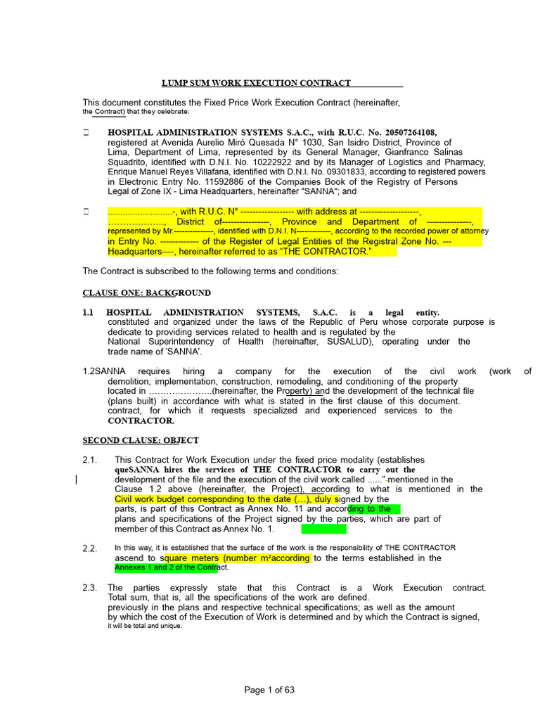 Work Contract Model | PDF | Employment | Private Law