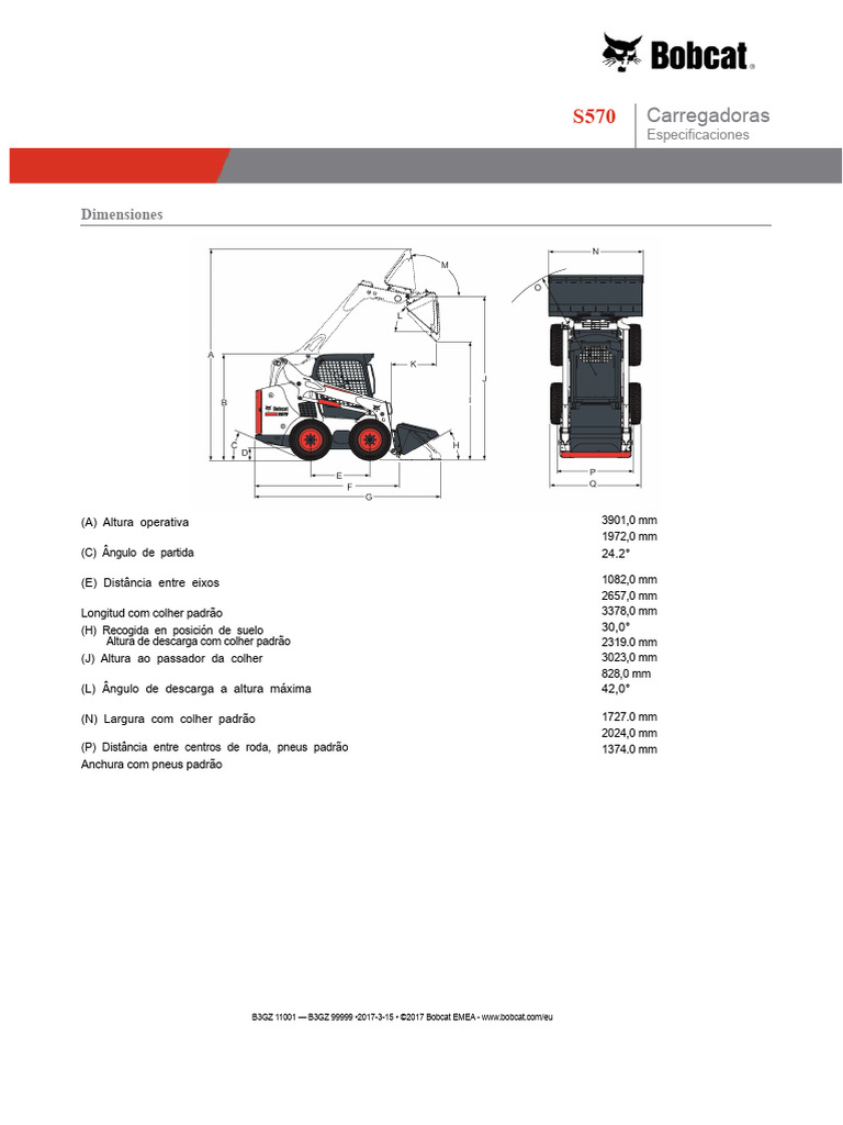 Especificações Técnicas Bobcat s570 | PDF | Motores | Eixo