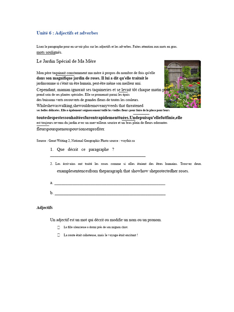 Adjectifs et adverbes : Guide complet | PDF | Adverbe | Morphologie ...