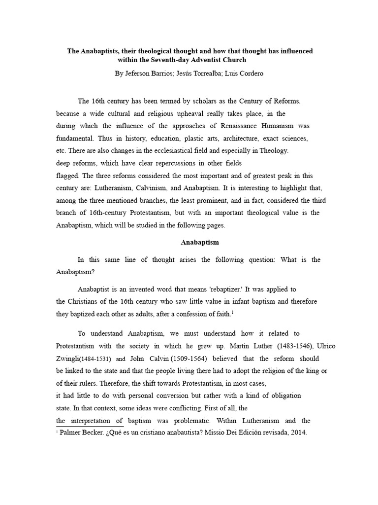 The Anabaptists | PDF | Anabaptism | Protestantism