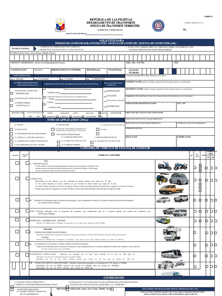 Formulario APL | PDF | Vehículos | Tráfico
