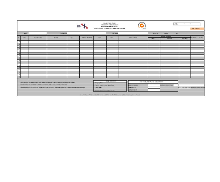 New Form - Temporary Personal Pass | PDF | Government And Personhood