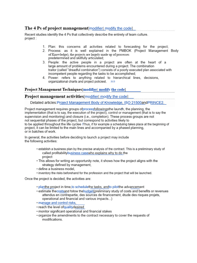 The 4 Ps of Project Management Explained | PDF | Project Management ...