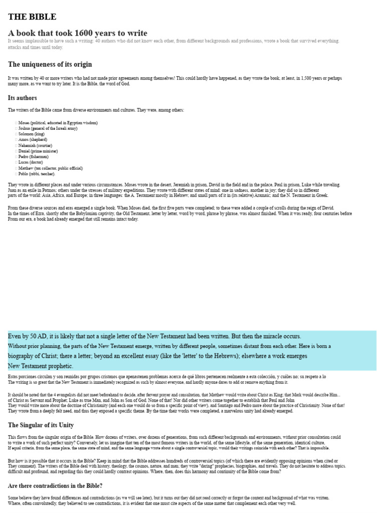 The Bible When It Was Written and Authors | PDF | Bible | Hebrew Bible