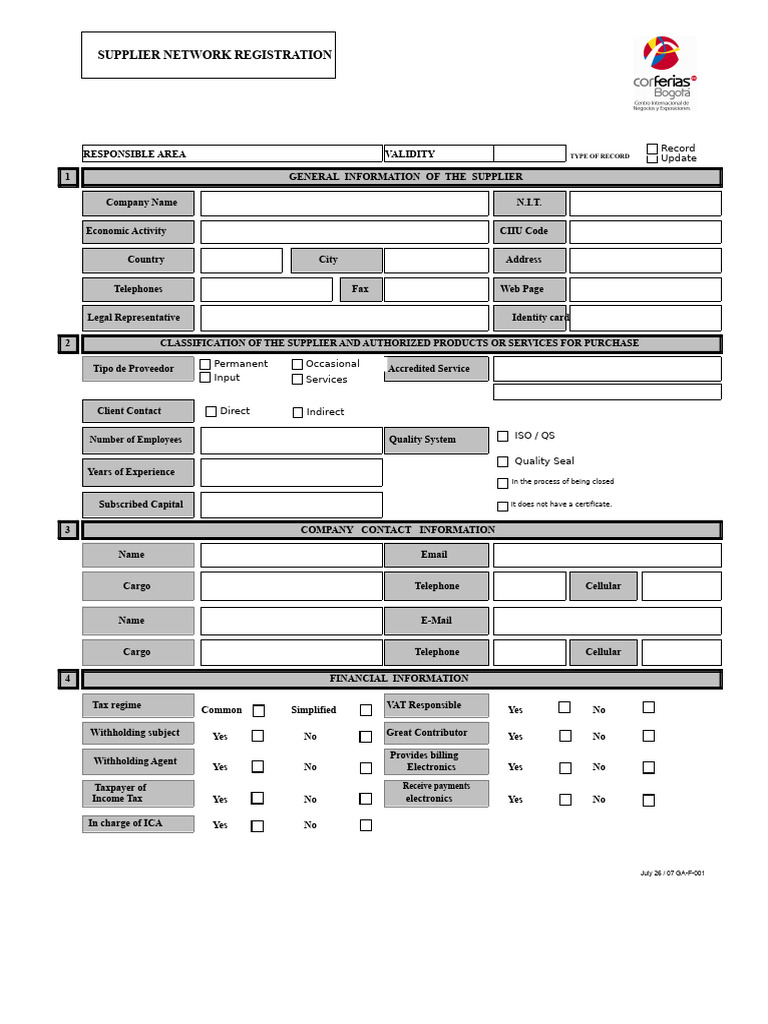 Supplier Registration Format Pdf Taxes Social Security United