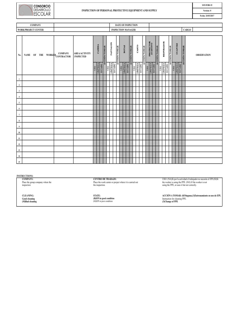 PPE Inspection Format | PDF