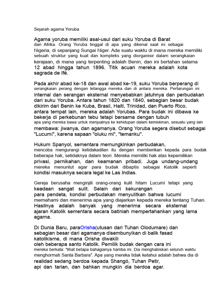 Sejarah dan Filosofi Agama Yoruba | PDF