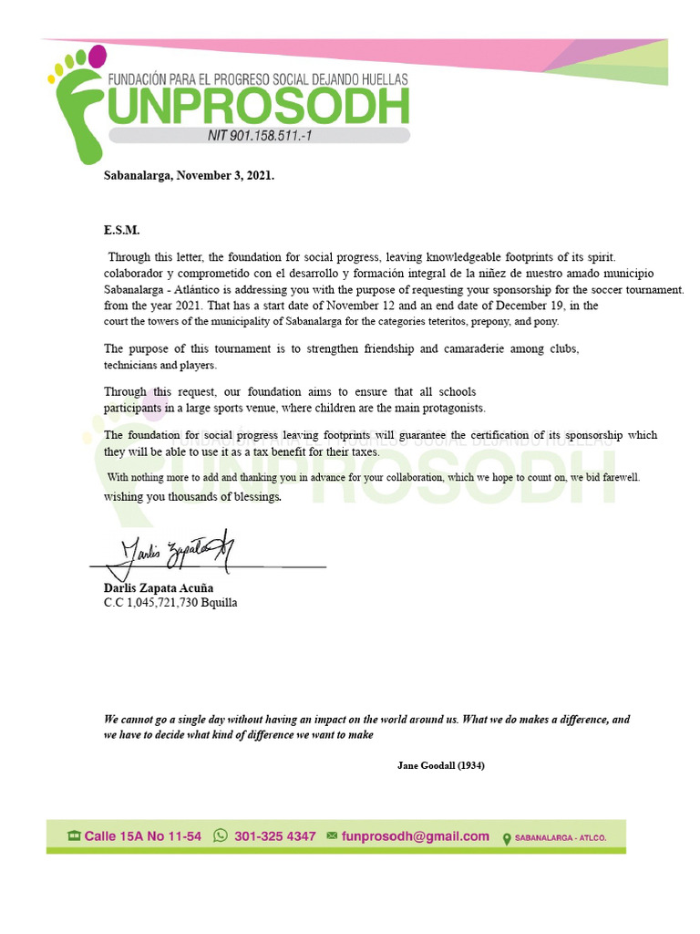 Sponsorship Request Letter | PDF