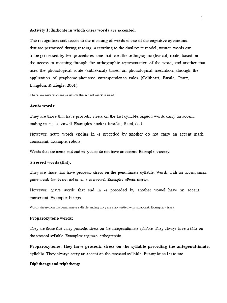 Spanish Accentuation and Gender Rules | PDF | Stress (Linguistics ...