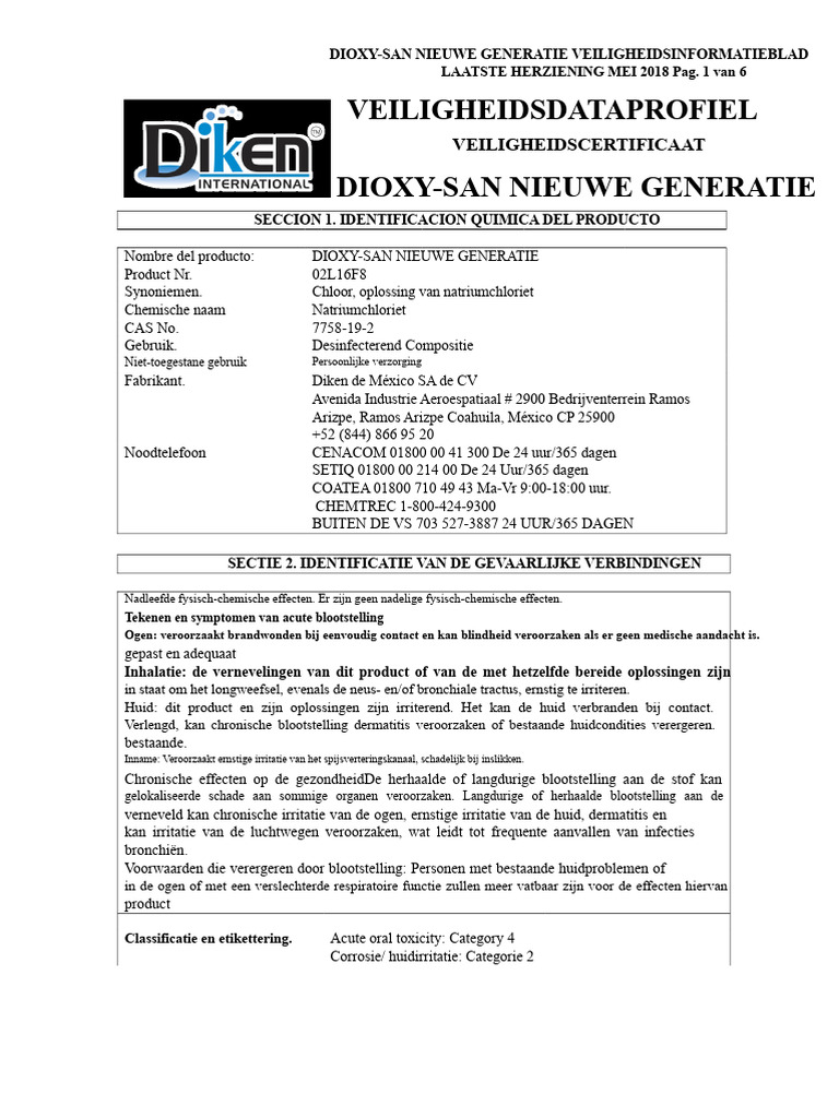 Dioxy-San NG HDS | PDF