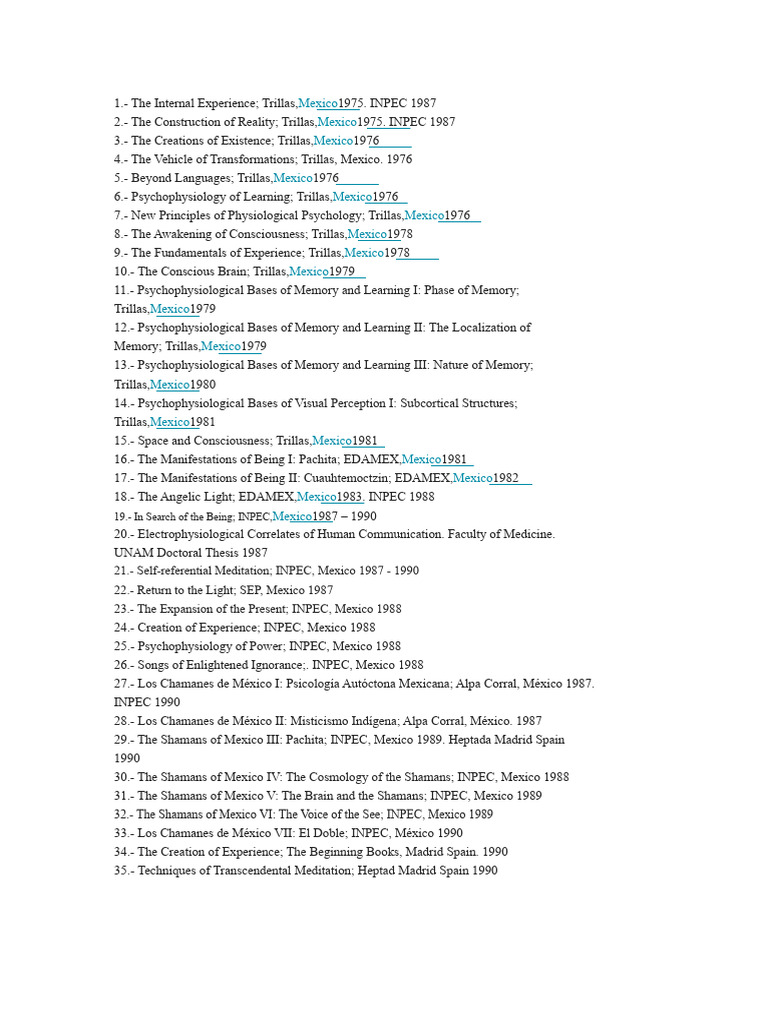 Books by Jacobo Grinberg | PDF | Behavioural Sciences | Cognitive Science