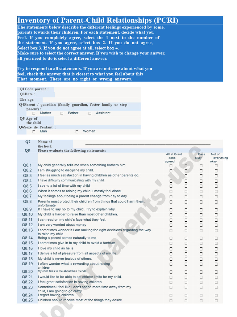 Parent-Child Relationship Inventory | PDF | Social Psychology ...