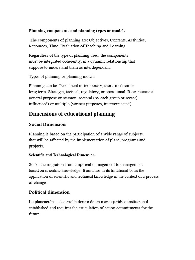 Components and Types of Educational Planning | PDF | Decision Making ...