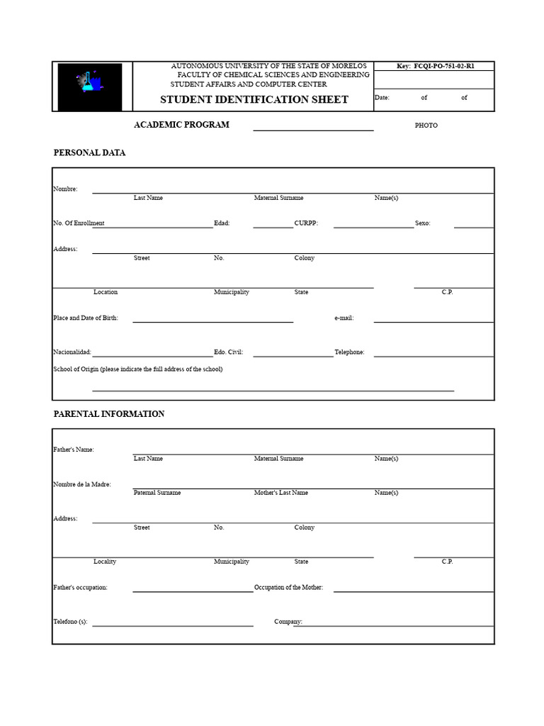 Personal Identification Form PDF | PDF