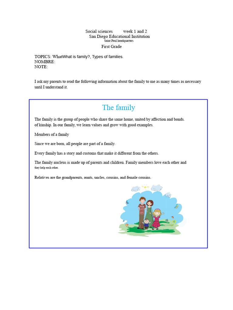 SOCIAL STUDIES GRADE 1 | PDF | Family | Interpersonal Relationships