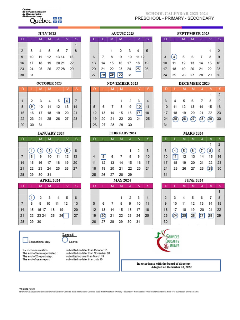 School Calendar 2023-2024 | PDF