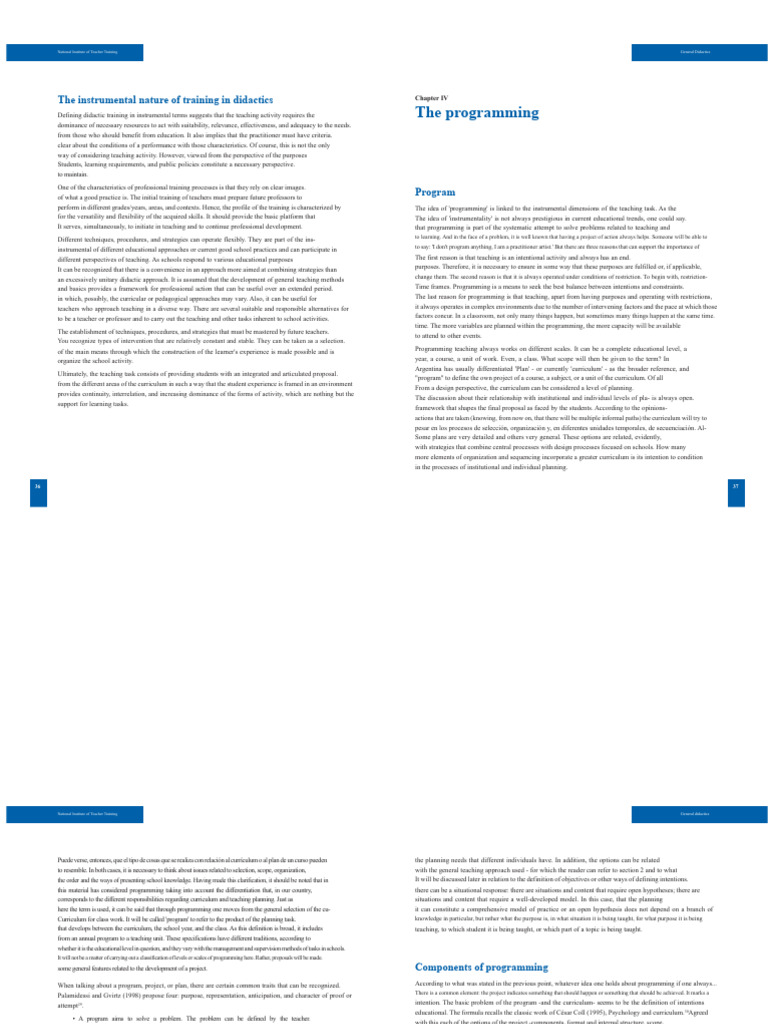 Feldman - General Didactics - Chapter IV Programming | PDF | Intention ...