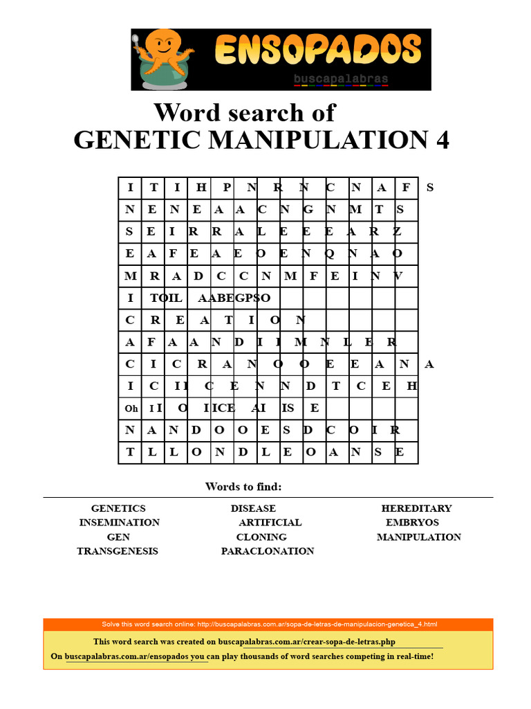 Word Search of Genetic Manipulation 4 | PDF